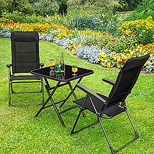 Giantex Set of 2 Patio Dining Chairs, Folding Patio Chairs, Outdoor Lawn Chairs with Adjustable Backrest and Headrest, Sling Camping Chairs, Portable Armchair for Porch Poolside Garden Backyard