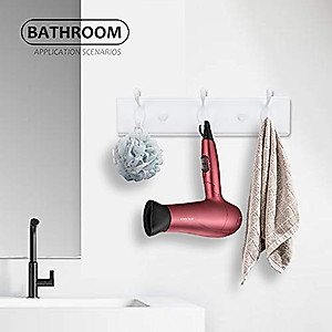 Wooden Wall Mount Coat Rack, Mounted Organizer for Closet, Bathroom, Bedroom, Entryway, Hallway, Foyer, Heavy Duty Double Hooks Hanging Towels, Hats, Bags, Backpacks, Jackets, Keys (White, 3 Hooks)