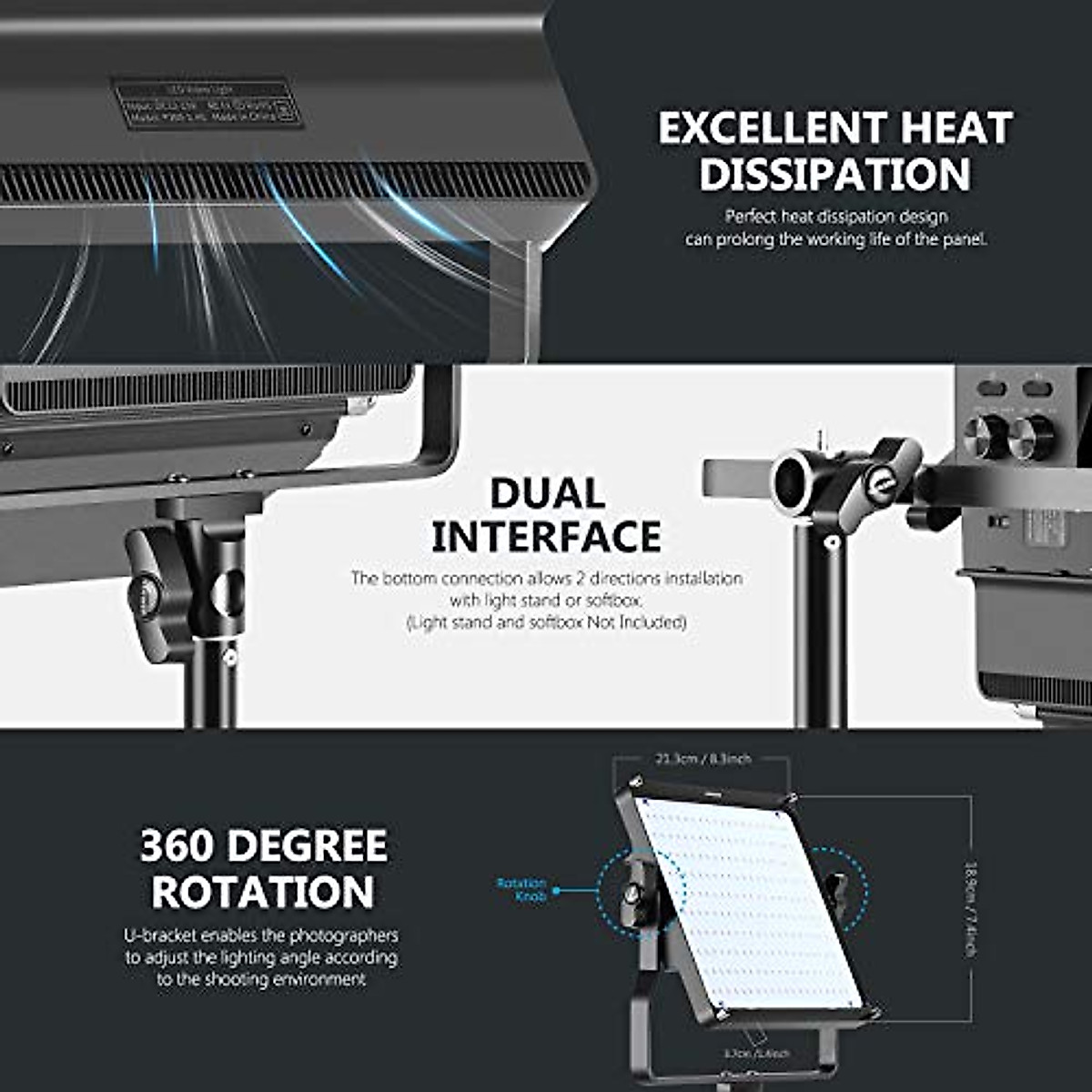 Neewer 2-Pack 2.4G LED Video Light with 2M Stand Bi-color 200 SMD CRI 96+/U-Bracket/Barndoor/LCD Display Video Lighting Kit for Studio Photography, Remote/Case Included
