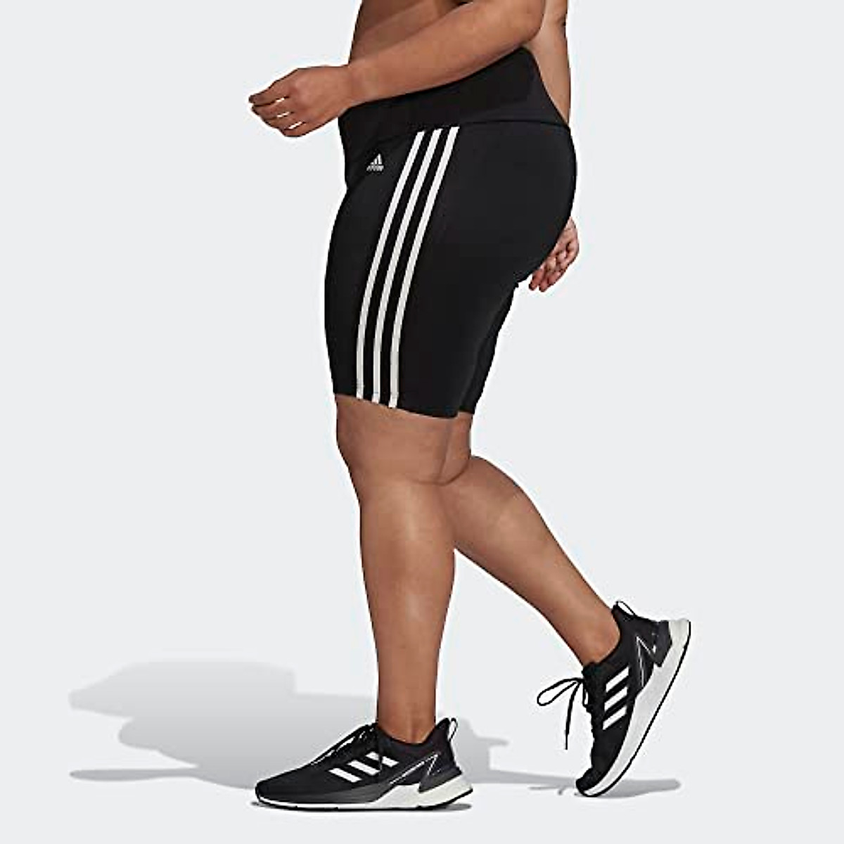 adidas womens 3-Stripes Short Tights Black/White Large