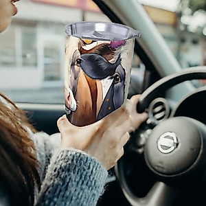 AYCZN Watercolor Cows 20 OZ Tumbler Stainless Steel Travel Coffee Mug, Daisy Flower Insulated Water Bottle with Lid and 2 StrawsLeakproof Thermal Cup