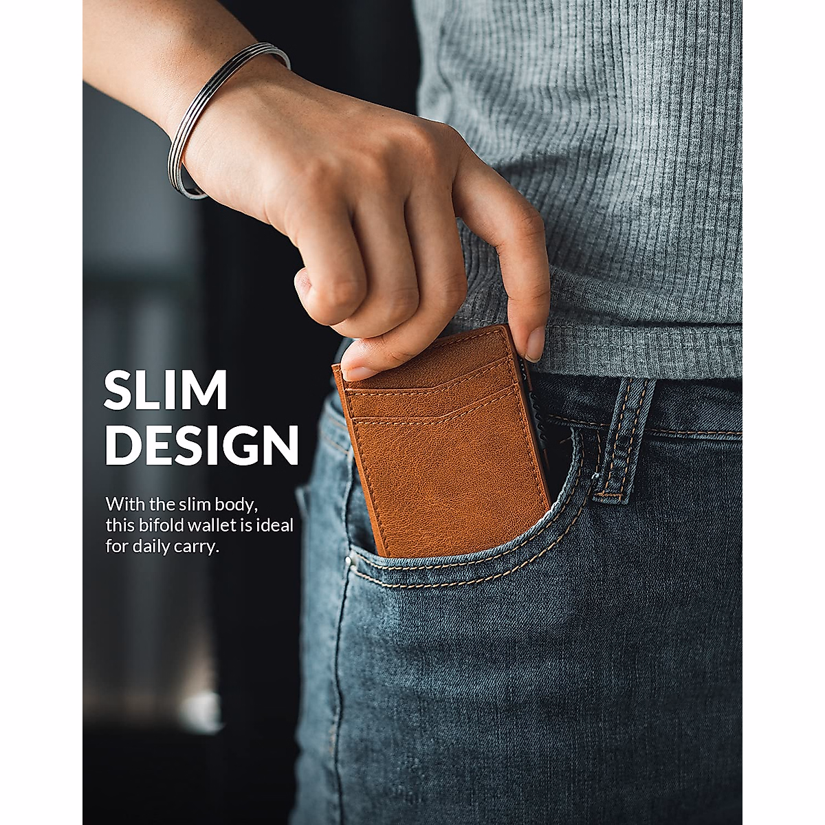 VULKIT Men's Slim Wallet Pop Up Card Holder RFID Blocking Metal Wallet Minimalist Design Holds Up to 11 Cards