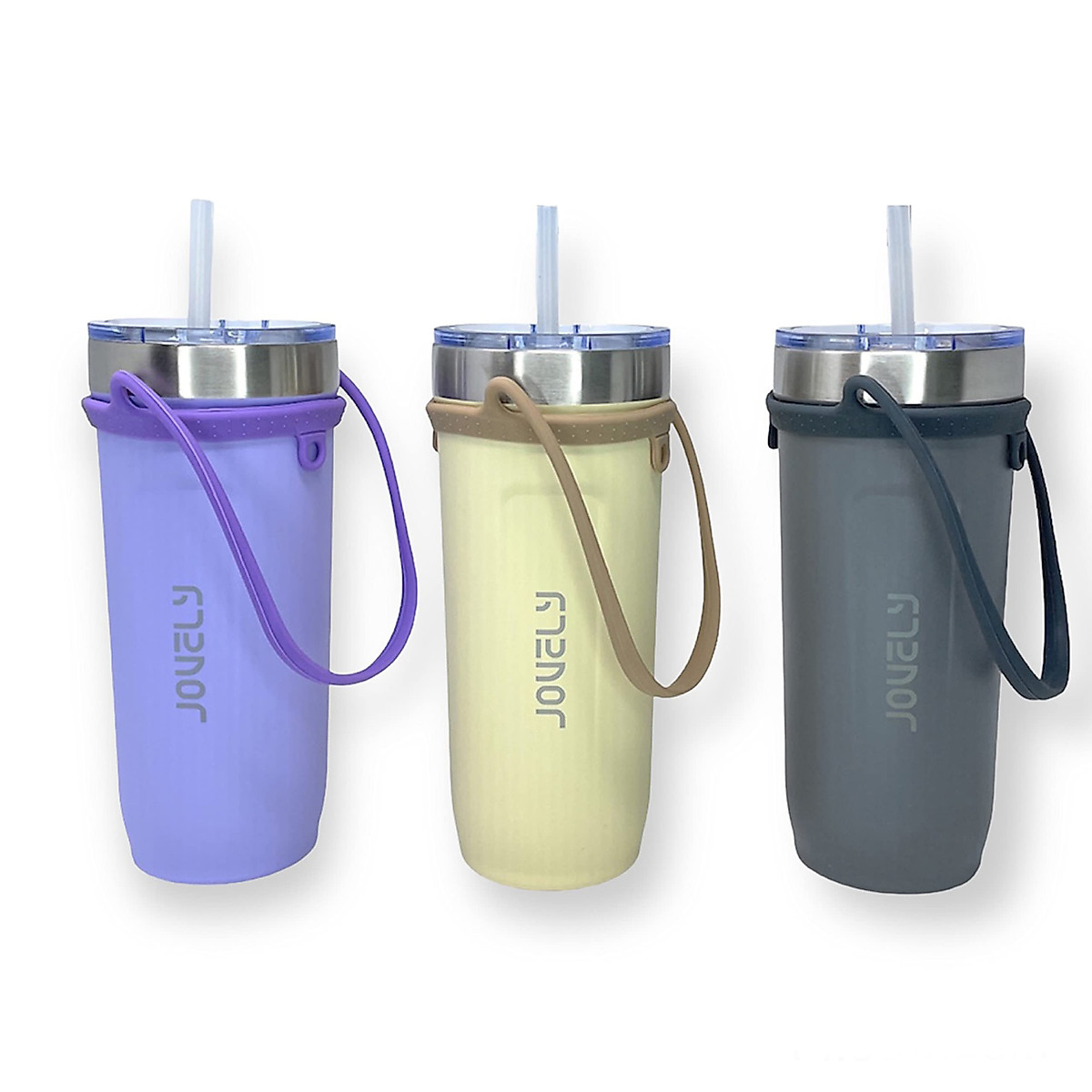 24 Oz Classic Stainless Steel Tumbler with Handle, Lid and Straw, Double Walled Vacuum Insulated Bottle for Hot & Cold Drinks, Leak proof, Travel Thermo Mug Cup, Water Metal Canteen (Gray)