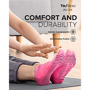 TruTread Pilates Socks with Grips for Women and Men - 6 Pairs Yoga Socks for Women | Yoga Socks for Men | Pure Barre Socks