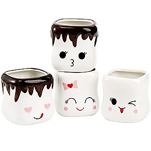 Hedume 4 Pack Ceramic Hot Chocolate Mugs, Cute Coffee Mug Set, Couple Matching Mugs, Anniversary Christmas Wedding Valentine's Day Gift