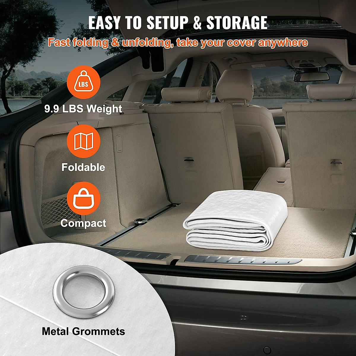 VEVOR 10 x 20 ft Carport Replacement Canopy Cover, Ripstop Triple-Layer PE Fabric Garage Top Tarp Shelter Cover, UV Resistant Waterproof Car Cover Tent for Party, Garden, Boat (Frame is not Included)