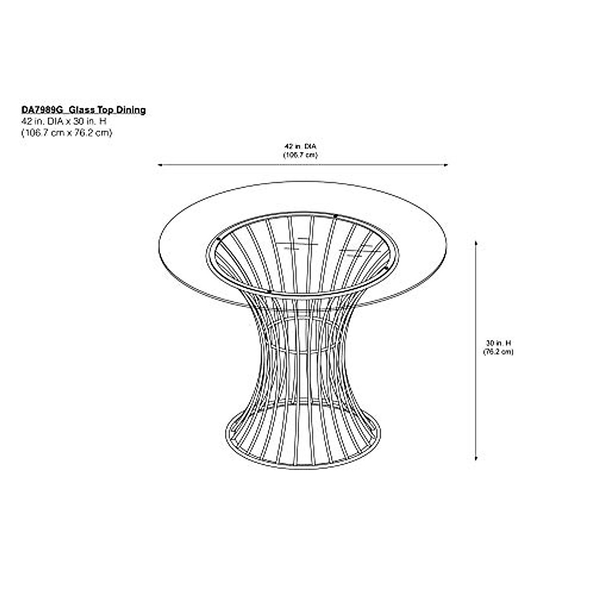 COSMOLiving by COSMOPOLITAN Westwood Modern Clear Tempered Glass Round Top Dining Table with Hourglass Gold Base - Brass