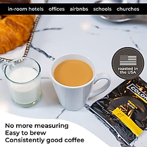 Colonial Coffee Roasters In-Room Hotel Ground Coffee Filter Portion Packs, Dark Roast, 0.50 Ounce (Pack of 150), Use with 4-Cup Drip Coffee Machine