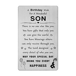 ABNTY Son Birthday Card, Birthday Gift for Son, Special Birthday Greeting Card Metal Engraved