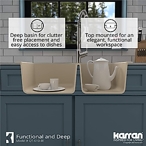 Karran QT-610 Drop-In Quartz Composite 33 in. 1-Hole 60/40 Double Bowl Kitchen Sink in Bisque