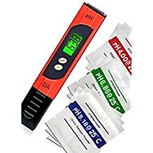 Digital Aid Professional pH Meter with Large Backlit LCD Screen. Range 0.00 to 14.0 pH. 3 Free pH Buffer Solution Powders Included. Lifetime Guarantee on this Accurate and Reliable pH Test Meter.