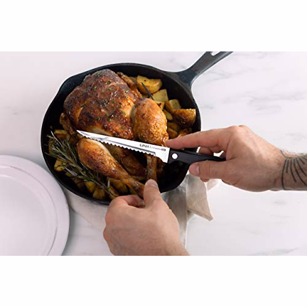 Ginsu Kiso 18-Piece Black Knife Set with Natural Block - Dishwasher Safe and Always Sharp