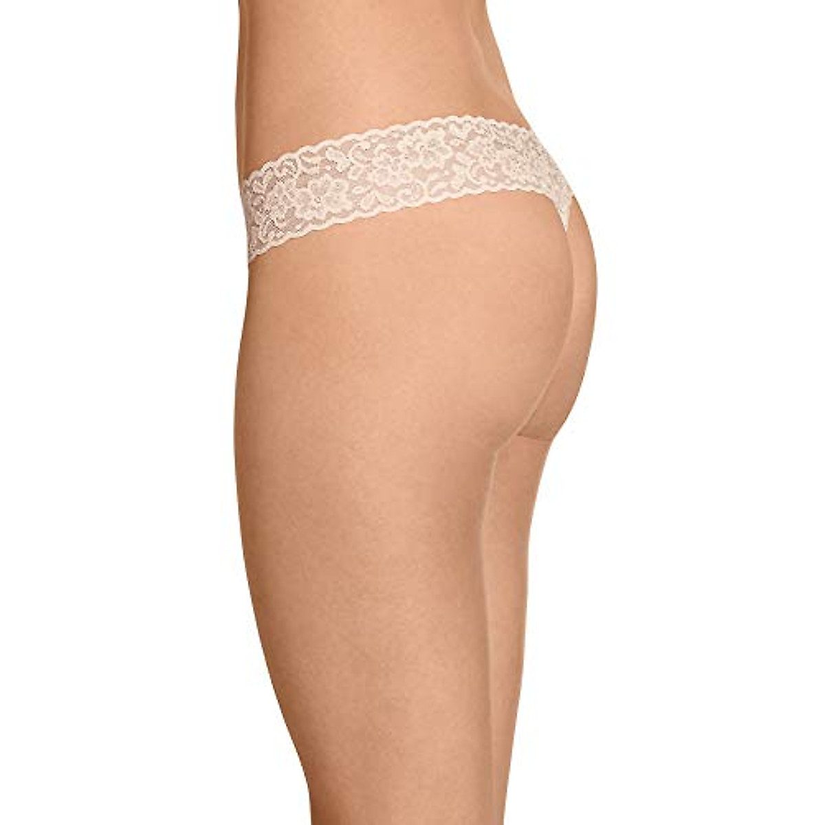 Jockey Women's Underwear Cotton Stretch Lace Thong, Dusty Sand, 2XL