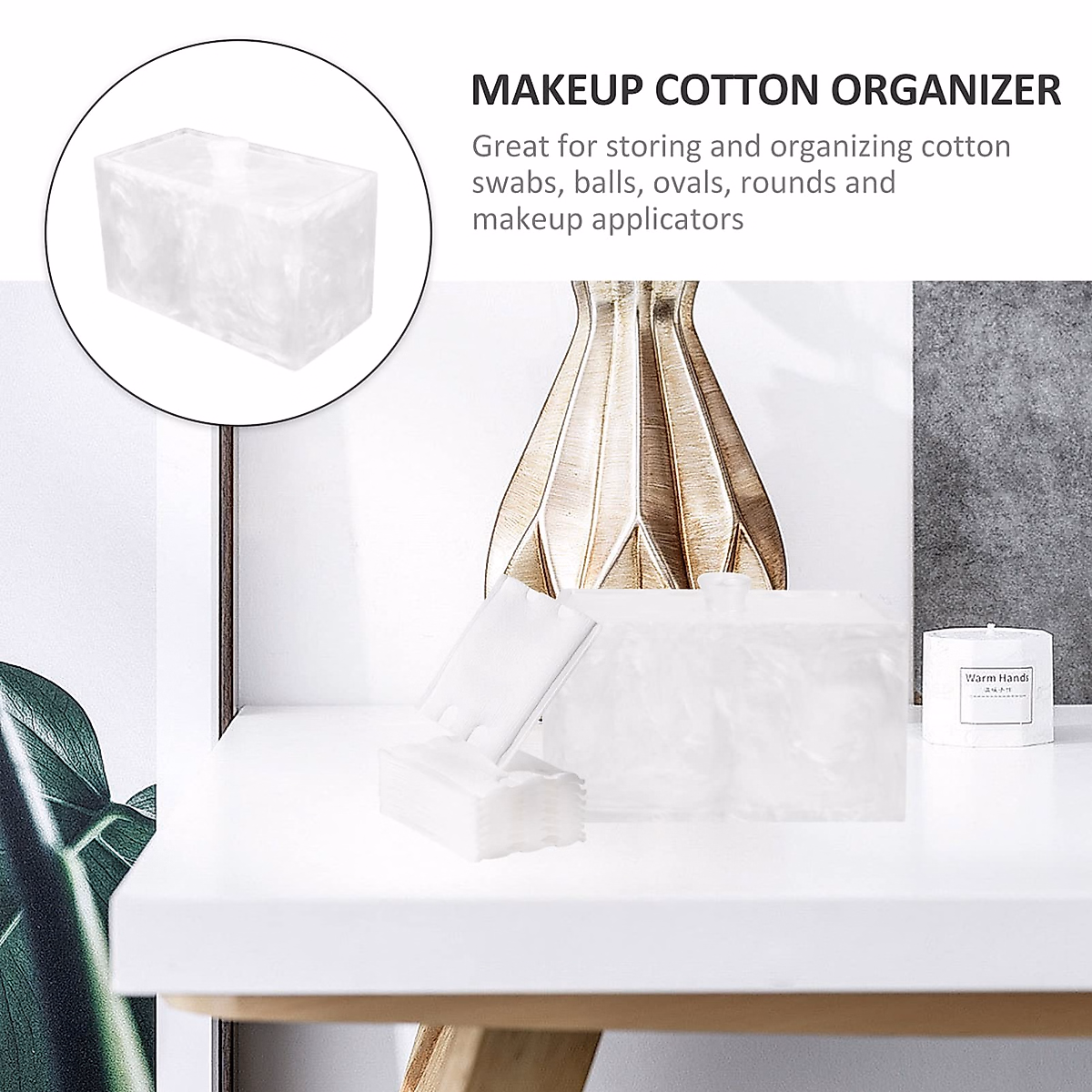 Cabilock Box cosmetic cotton storage box cotton pad container makeup applicator organizer floss holder flosser dispenser cotton pads holder cotton holder Compartments Cotton Pad Case patch