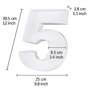 12" Fillable Cardboard Number Shaped Gift Grazing Charcuterie Board Paper Tray Box (5, White)