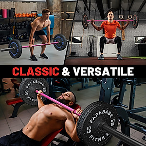 PAPABABE Olympic Barbell, 1500LB Capacity barbell Cerakote Coating Bar, Weightlifting Bar 2 Inch Barbell, for Powerlifting and Crossfit, Pink (25MM)