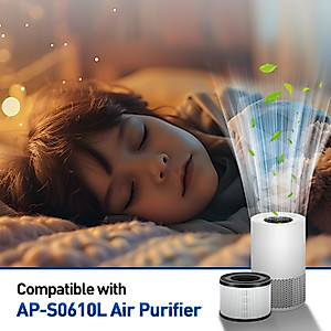 2 Pack AP-S0610L Replacement Filter Compatible with MOOKA AP-S0610L Air Purifier,3-in-1 True HEPA Filter, High-Efficiency Activated Carbon Air Filter