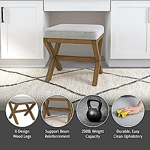 Hillsdale Somerset Backless Wood Vanity Stool for Makeup Room or Bathroom, Dark Driftwood