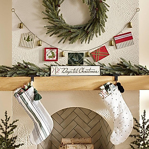 Hearth & Hand with Magnolia Embroidered Star Christmas Stocking Cream/Black