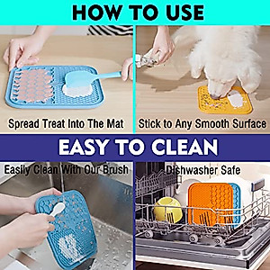 Kwispel Dog Licking Mat, 3 Pcs Large Licking Mat for Dogs with Suction for Anxiety, Peanut Butter Dog Licking Mat Slow Feeder Dispensing Treater Lick Pad for Dogs Cats Grooming Bathing and Training