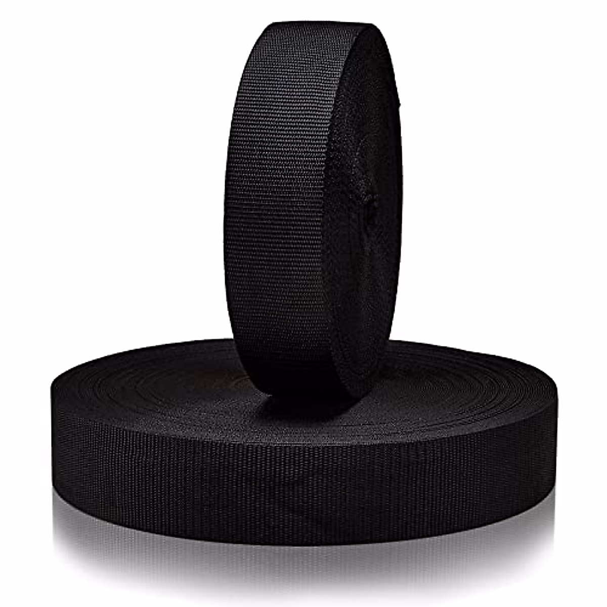 Tinup Webbing 2 Inch Strap Black, Nylon Climbing Webbing Straps 1 Inch Wide, Polypropylene Lawn Chair Webbing Replacement for Indoor or Outdoor Gear, DIY Crafting，Pet Leash