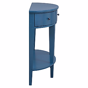 Modern Curved Console Table Sofa Table with 3 Drawers and Bottom Shelf, Wood Buffet Sideboard Accent Storage Cabinet for Hallway Entryway Living Room (Navy Blue 006)