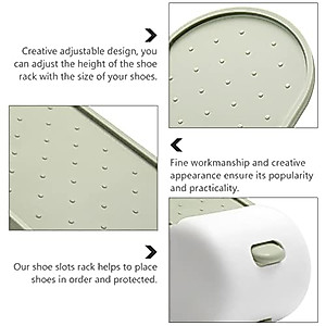 Scicalife Shelf Holders 4pcs Shoe Slots Organizer Adjustable Shoe Stacker Shoes Storage Holder Display Rack for Closet Shoe Holder Rack Space Saver Grey/Green Two Tier Shoe Rack