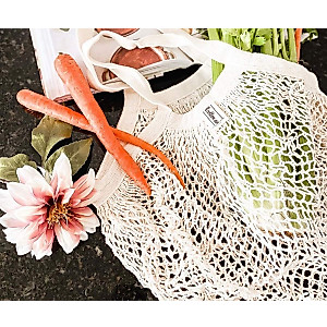 Reusable Produce Bags, Washable, Mesh Bags for Vegetables, Organic Mesh Produce Bags Cotton, Vegetable Storage Bags for Refrigerator Keep Fresh, Produce Storage Bag Set of 6(4 Mesh+2 String bags)