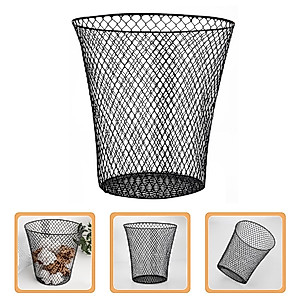 Luxshiny Black Mesh Trash Can - Mesh Office Trash Can Open Metal Wire Wastebaskets Recycling Garbage Container Bin for Office, Home,School