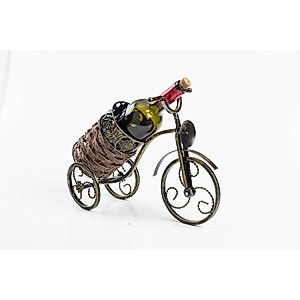 Asian Home Bicycle Wine Bottle Holder Desktop Bike Wine Rack Freestanding Countertop Bottle Holder for Wine Storage, Metal, Gold Colored