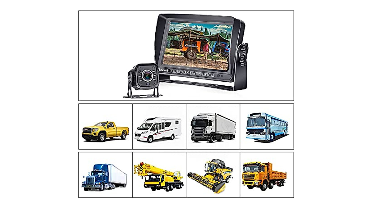 Rohent RV Backup Camera Wired HD 1080P 7 Inch Monitor DVR Recording ...