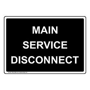 ComplianceSigns.com Main Service Disconnect Label Decal, 5x3.5 in. 4-Pack Vinyl for Electrical