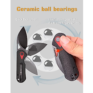 XTOUC Small Pocket Knife 2.5" Stone Wash D2 Blade Folding Knives Reversible Pocket Clip Comfortable Micarta Handle EDC Knife Thumb Hole Opening Ideal Gift for Men Women(Seed J01)