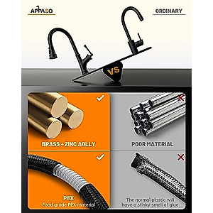 APPASO Kitchen Faucet with Pull Down Sprayer, Oil Rubbed Bronze Single-Handle High Arc Single Hole Pull Out Kitchen Sink Faucets with Escutcheon