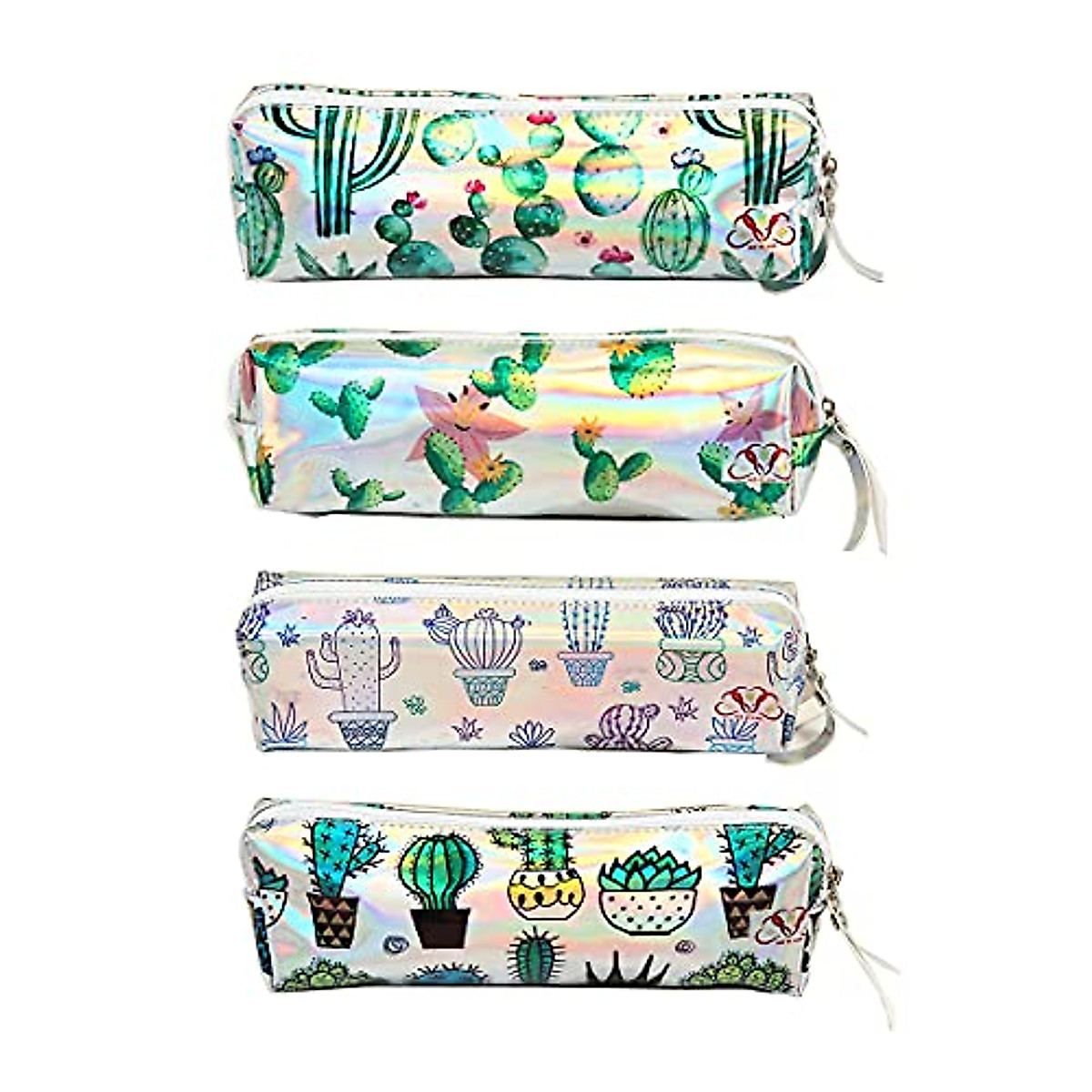 4 Pack Cactus Pencil Case, Pen Bag Canvas Cactus Pencil Pen Cosmetic Makeup Bag