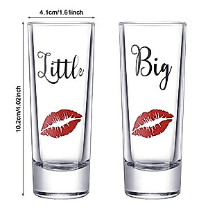 Jutom Big Little Shot Glasses 2 Pcs Glass Tequila Glasses 2 oz Shot Glass Tall Shot Glass Thick Base Shot Glass Mini Glass Cups Double Side Cordial Glasses Big Little Sorority Gifts for Wine Whiskey