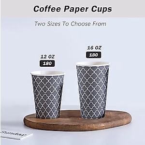 Lamosi 180 Pack 8oz Disposable Coffee Cups, Paper Cups, Hot/Cold Drinking Cup, Grey Disposable Cup, Paper Hot Coffee Cup, Paper Cup for Office, Picnic, Cafes