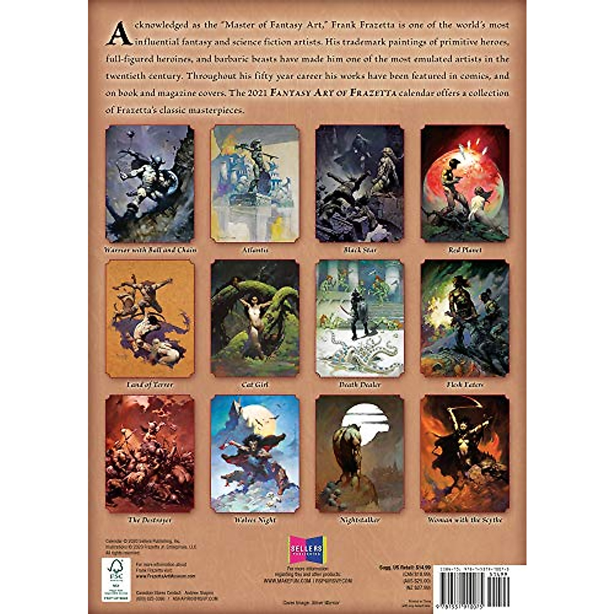 2021 The Fantasy Art of Frazetta 16-Month Wall Calendar