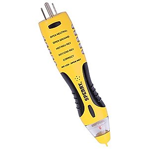 Sperry Instruments VD7504GFI DualCheck 2-in-1 Non-Contact Voltage Detector + GFCI Outlet Circuit Analyzer, 360° Visual & Audible Indicators, 50-1000V AC, 250 lb. Crush Rating