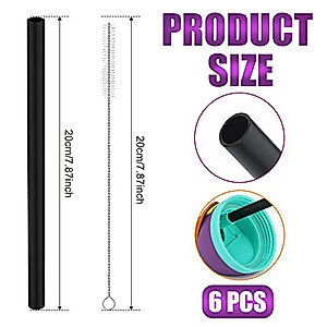 6pcs Replacement Straws for Owala FreeSip 24 oz, Reusable Plastic Straws with Cleaning Brush for Owala Flip 24oz Insulated Water Bottle Tumbler Accessories (Black)