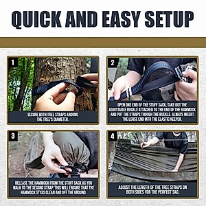 Onewind 11Ft Camping Hammock with Mosquito Net and Structure Ridgeline, Lightweight Portable Double Hammock with 12ft Tree Straps, Ideal for Camping, Hiking, Backpacking, OD Green