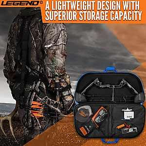 Legend Alpha Compound Bow Case - Fits MTM Ultra Compact Arrow Cases - Archery Bow Bag with Back & Shoulder Straps - With Cam Protectors, Soft Padding, & Extra Pockets 37"x16.5" Interior - Black