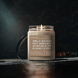Smells Like Doing Dirty Deeds with Astarion at The Elfsong Tavern Scented Soy Candle Baldurs Gate III Merch Gamer Candle, 9oz Candle