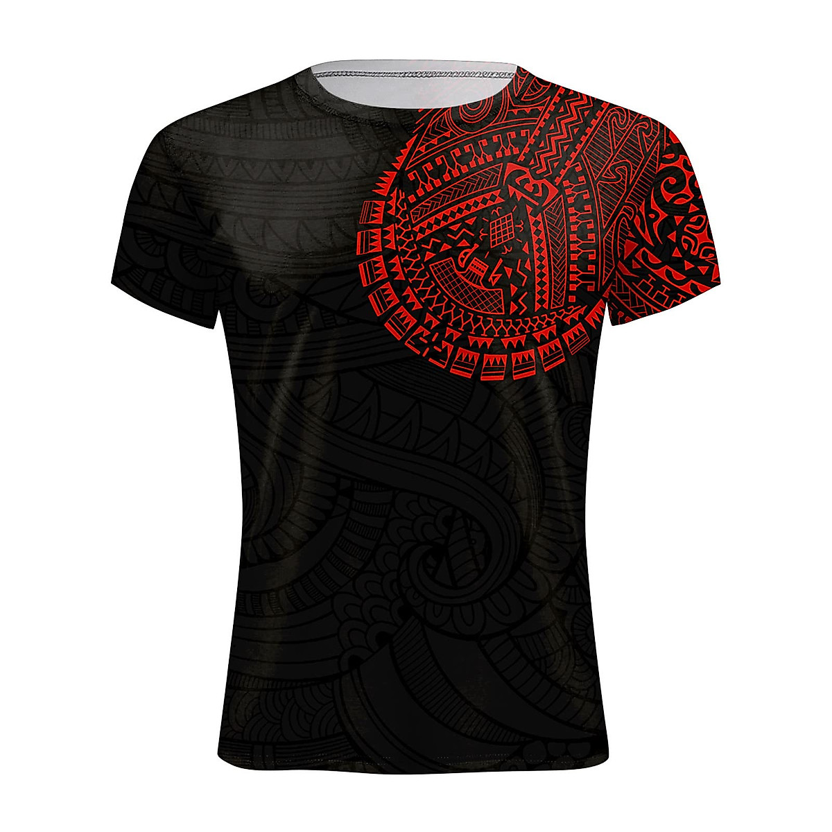 Men's Casual Short Sleeve T-Shirt Vintage Shoulder Graphic Crew Neck Tee Summer Classic Fit Muscle Shirt Streetwear Top(Red,Large)