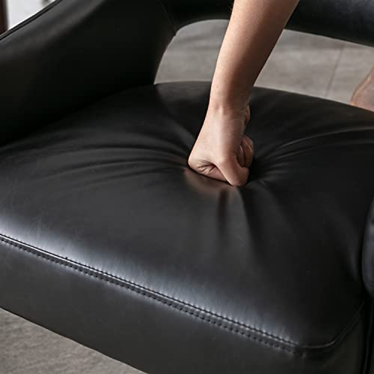 chairus Modern Dining Chairs Set of 6 PU Leather Living Room Chairs with Open Back and Wood Legs Comfy Upholstered Side Chair for Kitchen/Restaurant/Bedroom, Black