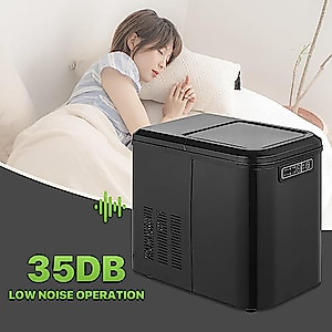 Magshion Ice Maker Countertop with Self-Cleaning, 26lbs/24H, Bullet-Shaped Ice (2 Sizes), Digital Display & Timer, 1.8lbs Ice Storage Capacity, Ice Cube Maker Machine for Home & Kitchen (Black)
