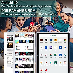 AOYODKG Android 10.0 Tablet 10 Inch, 4GB RAM + 64GB ROM + 128GB Expand, Quad-Core 1.8Ghz Processor, 13MP Dual Camera, OTG, 2 in 1 Tablet with 4G LTE & 2.4G WiFi Tablet PC - AYO A22