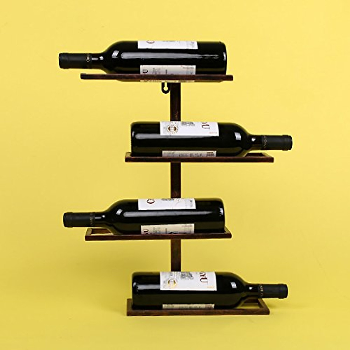 Stylish Simplicity Wrought Iron Wine Rack, Home Wall Hanging Wine Rack, Bar Counter Creative Wine Cabinet Decoration, PIBM, Brown, 45CM