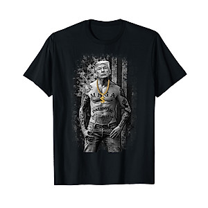 Pro Trump Patriotic Gangster T-Shirt - Anti-Liberal Republican Gift - Black Cotton Crew Neck Adult Classic Fit