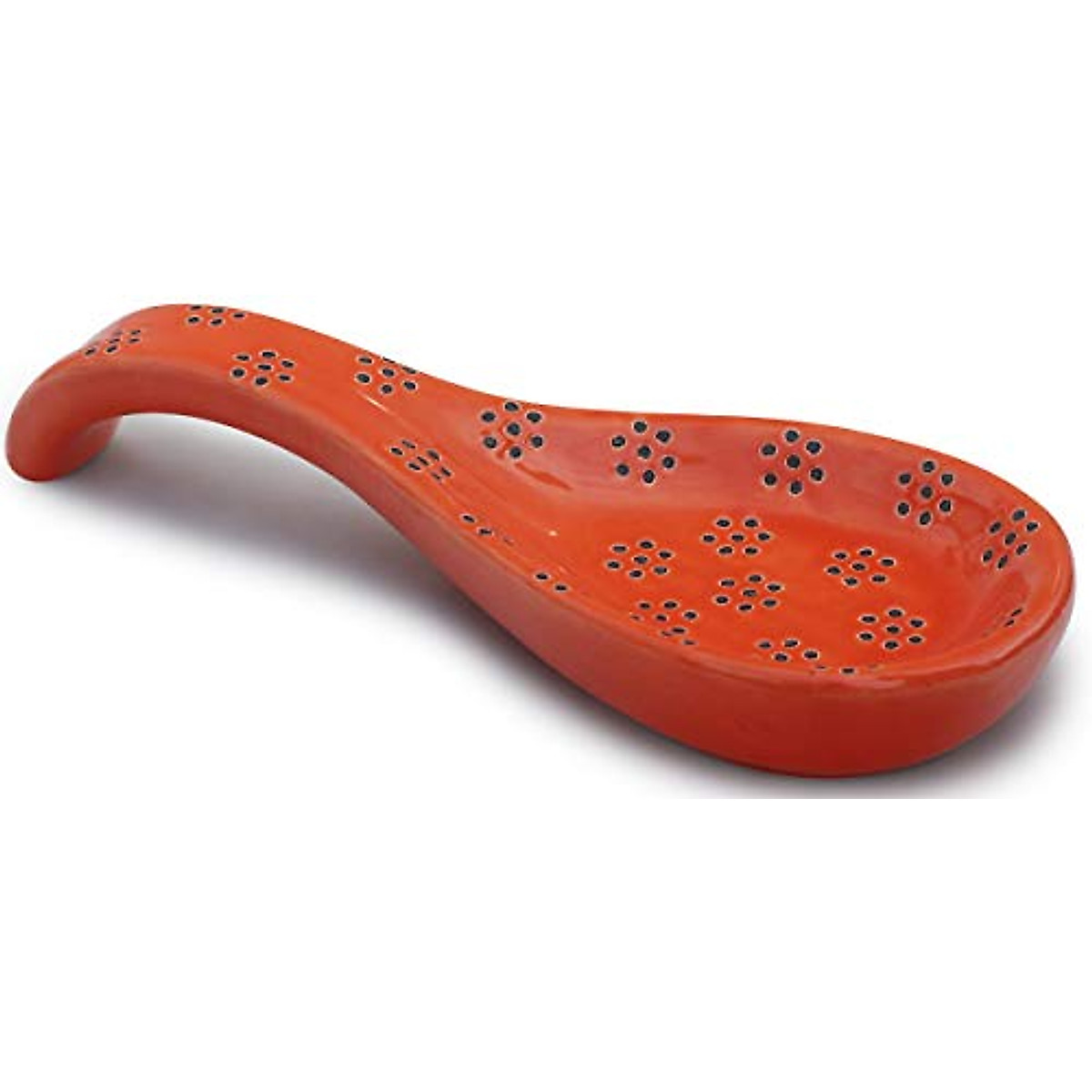 ABHANDICRAFTS Metal Spoon Rest with Red Ceramic Dish - Upright Utensil Holder for Stovetop & Kitchen Organization Standing Spoon Rest for Kitchen Countertop (AB-SPOON-015)